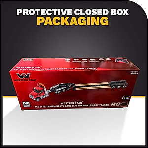 Diecast Masters RC Truck Western Star 49X SFFA Tridem Axle Heavy-Haul Tractor w/Lowboy Trailer | Radio Control Tractor Truck | 1:16 Scale Remote Control Truck and Trailer | Model 27010