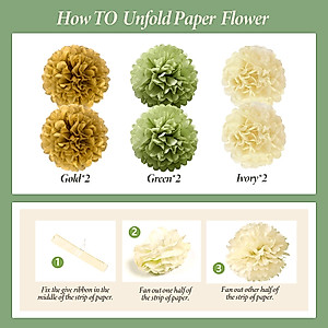 Sage Green Birthday Party Decorations with Birthday Banner,Tissue Tassels Paper Pompoms,Balloons,Birthday Sash,Cake Topper Birthday Decorations for Women Adults