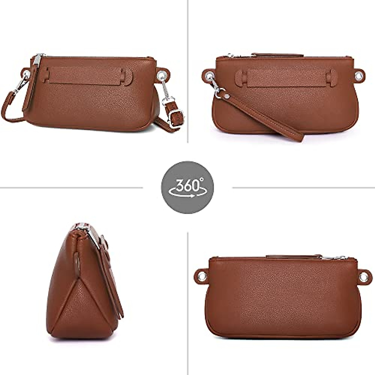 Badiya Small Crossbody Bag for Women, Cell Phone Wallet Purse, Travel Shoulder Handbag with Removable Strap & Wristlet