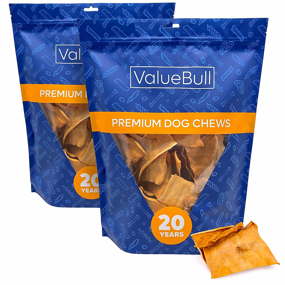 ValueBull USA Collagen Chips, Beef Dog Chews, Natural Chicken Flavor, 2 Pound - Natural & Safe, Single Ingredient, Long Lasting, Healthy for HIPS, Joints, Skin & Coat