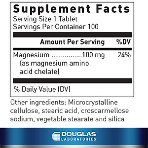 Douglas Laboratories Chelated Magnesium | Supports Energy Metabolism, Heart, Skeletal Muscles and Nervous System | 100 Tablets