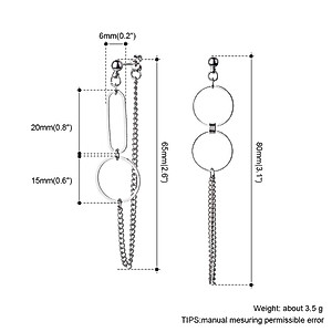 HZJCC asymmetric Circle chain drop earrings for women men white gold plated punk hoop earrings Lover Jewelry (silver)