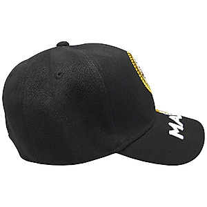 Trade Winds USMC Marines Seal 3-D Emblem EGA Marine Black Acrylic Adjustable Embroidered Baseball Hat Cap - Officially Licensed