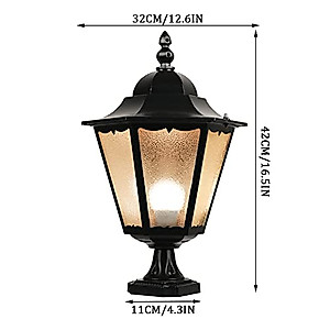 JSBDPHW Waterproof Gate Column Light European Style E27 Pillar Lamp Outdoor Courtyard Garden Post Light Glass Lampshade Lawn Lamp Base Lamp Landscape Light