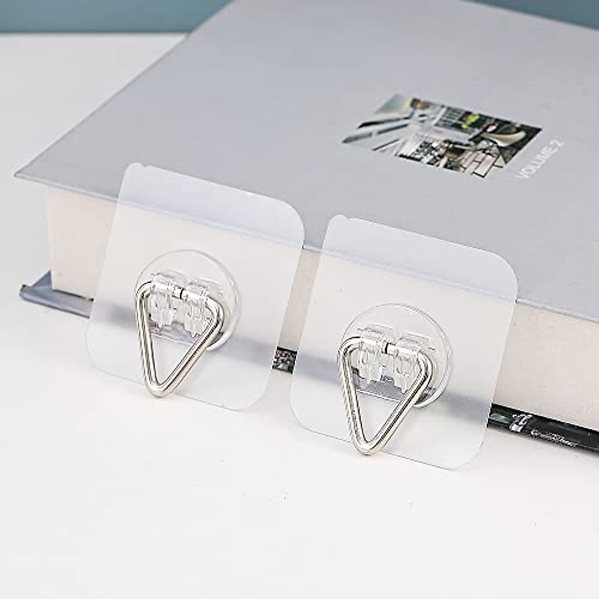 Wall Plate Hanger Display Holder - 20 Pack Invisible Vertical Plate Holders - Plastic Plate Hangers for The Wall - 2.4 Inch Adhesive Picture Hanger - Hanging Hooks for Decorative Plates and Wall Art