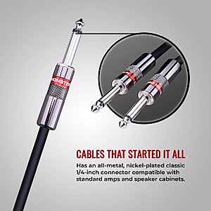 Monster Prolink Classic Speaker Cable - 6FT Straight to Straight Instrument Cable - Straight 1/4-Inch Plugs - Guitar Cord w/Superior Signal Transfer, Noise Reduction, Duraflex Outer Jacket