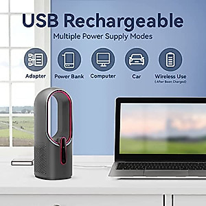 LOMMOL Desk Fan, 11.8 Inch Bladeless Fan Mini Office Fan, USB Table Fan With Comfy Wind, Desk Fan Small Quiet with 3 speeds Touch Control for Office Bedroom Dorm Workday Companion