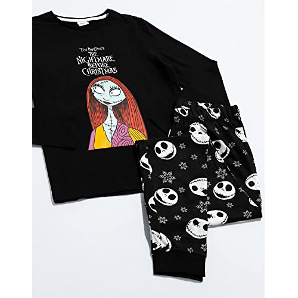 Disney The Nightmare Before Christmas Womens Pajamas | Jack Skellington Sally Halloween Matching Long Sleeve Long Leg PJ Set