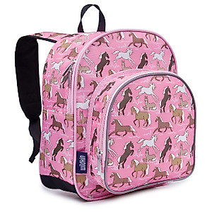 Wildkin 12-Inch Kids Backpack for Boys & Girls, Perfect for Daycare and Preschool, Toddler Bags Features Padded Back & Adjustable Strap, Ideal for School & Travel Backpacks (Horses in Pink)