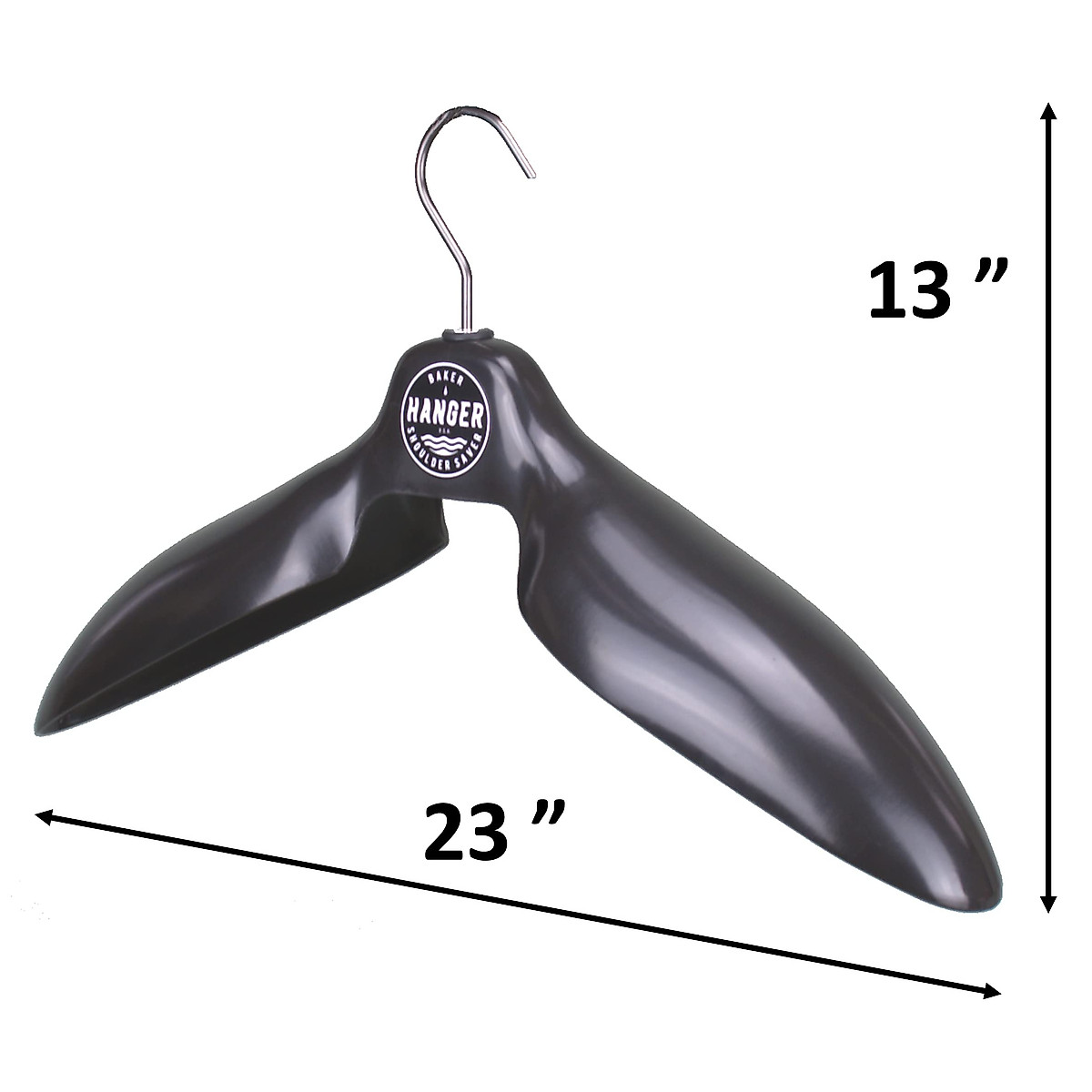 Motorcycle Body Armor Coat Hanger 'Shoulder Saver' by BAKER HANGER - USA Made - 4 Inch Hook (Black)