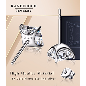 "STUNNING FLAME “18K Gold Plated Sterling Silver Princess Cut Cubic Zirconia Stud Earrings for men women(w-6)