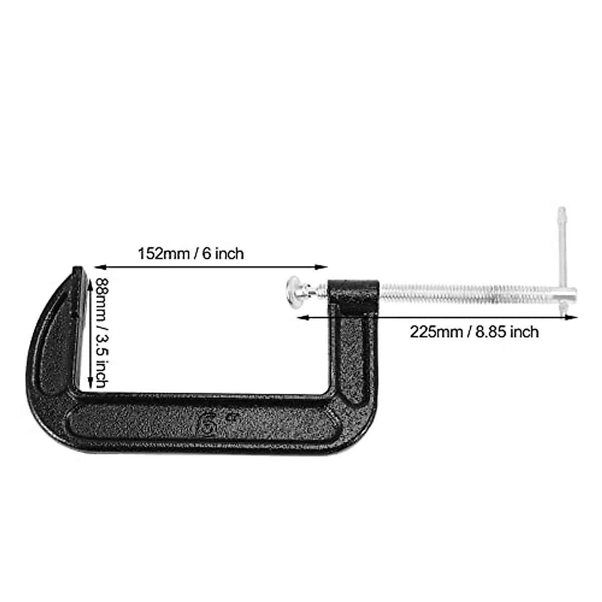 FUNSUEI 4 PCS 6 Inch C-Clamp, Malleable Iron C Clamp with Swivel Pad, Heavy Duty C-Clamp with 6 Inch Jaw Opening for Woodworking, Clamping, Welding, Black