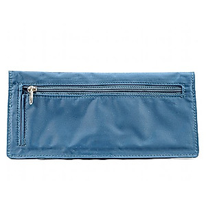 Big Skinny Women's Leather Executive Bi-Fold Checkbook Slim Wallet, Holds Up to 40 Cards,Lightweight, Slim, Ocean Blue