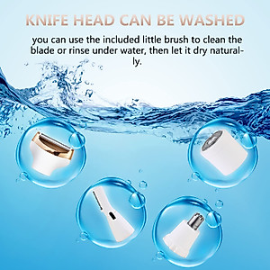 Electric Razor for Women Bikini Trimmer, MKIOVH Women's Cordless Portable 4 in 1 Painless Shaver, ​for face Legs Brows Nose Detachable Head USB Rechargeable Hair Trimmer (White)