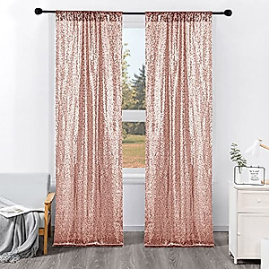 BEDDEB Rose Gold Sequin Backdrop Curtain, 2PCS 2FTx8FT Glitter Backdrop Curtain for Christmas, Birthday, Wedding, Party Decoration