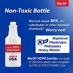 Bar5F Set of 2 Premium 24 oz Spray Bottles, NBR Gasket - Superior Hydrocarbon Resistance - Ideal for Auto Detailing & Industrial Cleaning