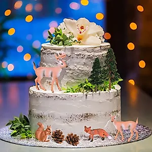 Sratte 26 Pcs Forest Animal Figures Diorama Kit, Woodland Creatures Toys Hunting Toys Model Diorama Supplies for Back to School Gift Educational Learning Birthday Gift