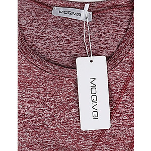 MOQIVGI Workout Shirts for Women Loose Fit Short Sleeve Crew Neck Performance Athletic Clothes Tees Red Large