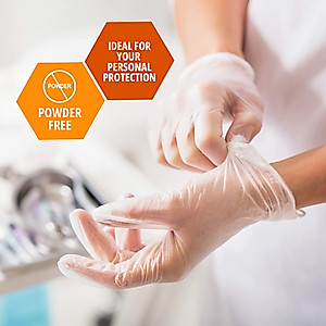 Med PRIDE Vinyl Gloves| Medium Box of 100| 4.3 mil Thick, Powder-Free, Non-Sterile, Heavy Duty Disposable Gloves| Professional Grade for Healthcare, Medical, Food Handling, and More