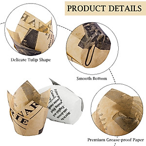 Ruisita 200 Pieces Mini Tulip Baking Cups Muffin Liners Cupcake Wrapper Muffin Liners for Party, Wedding, Baby Shower, Brown, Natural, White