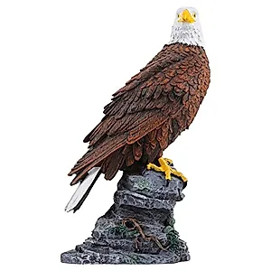 Veemoon Simulation Eagle Garden Statue, Eagle Figure Landscaping Ornament, Bald Eagle on Rock Garden Statue for Home Indoor Outdoor Garden Courtyard Lawn Yard