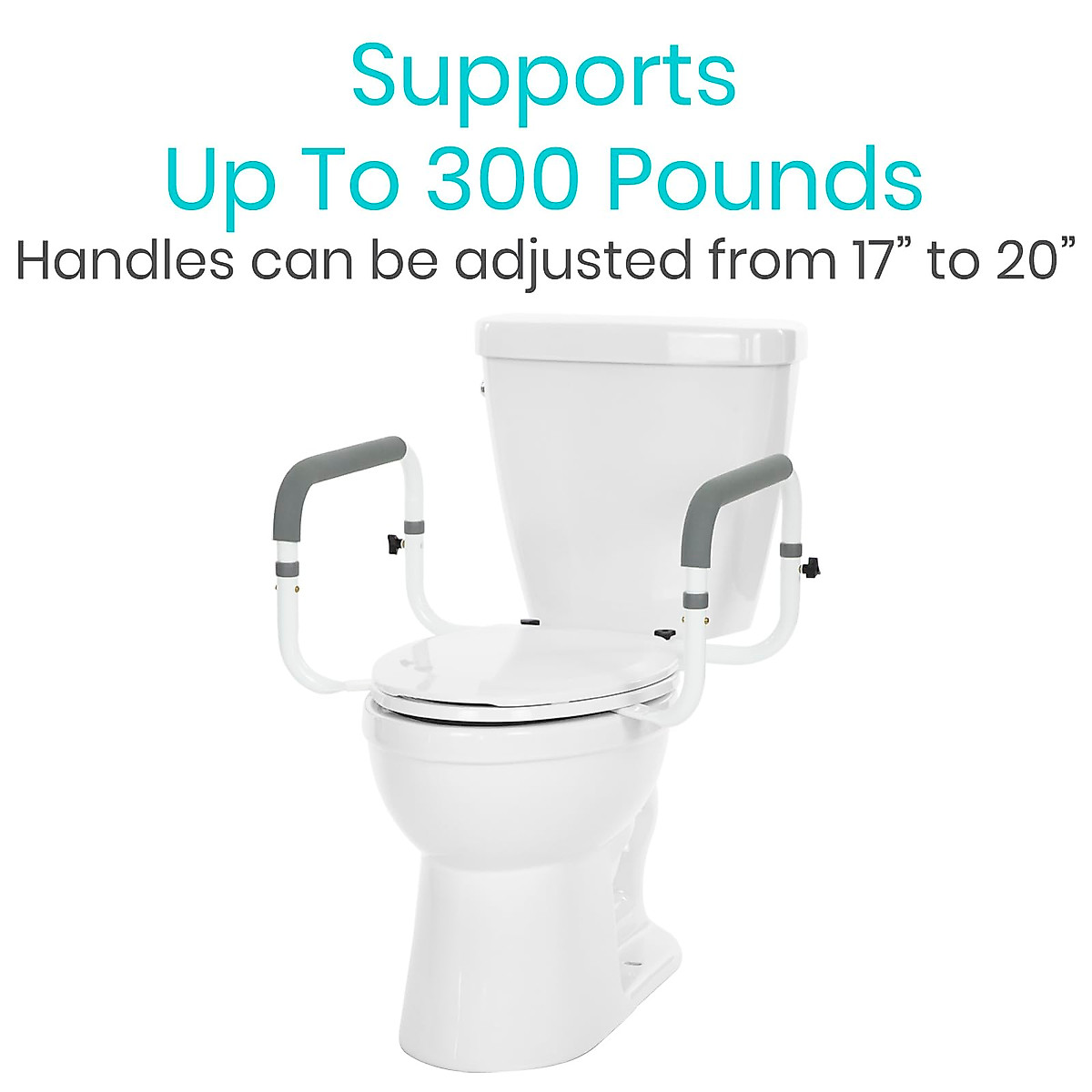 Vive Toilet Safety Rail - Adjustable Grab Bar - Compact Support Frame with Handrail for Bathroom Toilet Seat - Easy Installation for Handicap Senior Bariatrics, Elderly Balance - Padded Hand Armrest