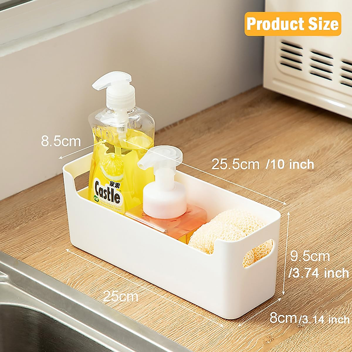 2 Pcs Kitchen Cabinet Door Organizer, Adhesive Mount Inside Cabinet Door Storage, Under Sink Door Storage Shelf for Kitchen, Bathroom, Office, Garage, Craft Room (Transparent)