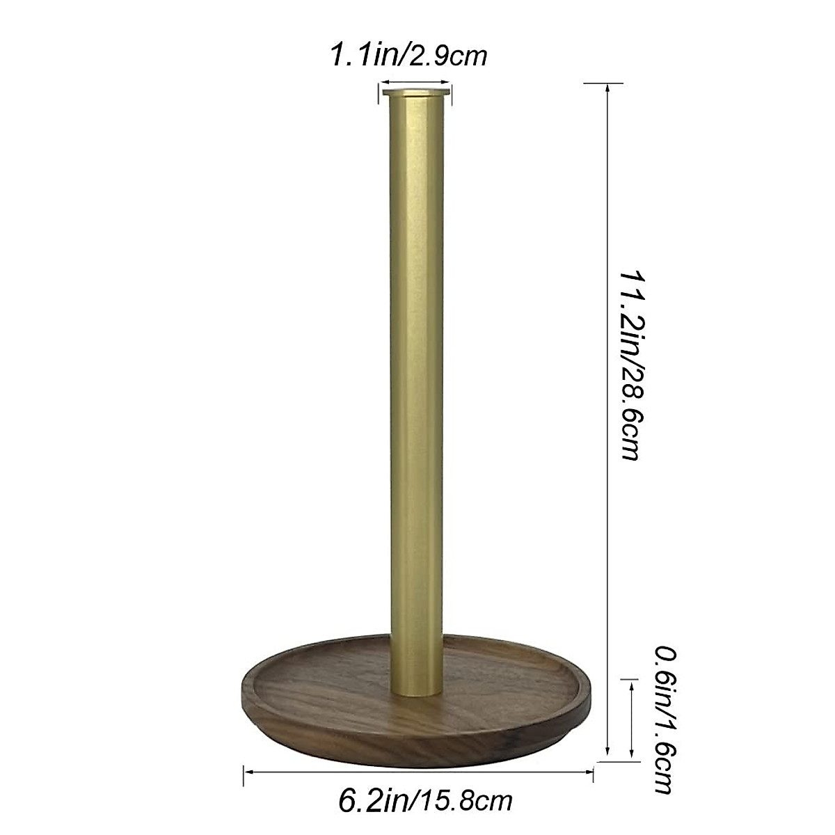 NDFECT Wood Paper Towel Holder Countertop, Farmhouse Kitchen Paper Towel Holder Stand with Wooden Base, Rustic Walnut Paper Towel Roll Holder