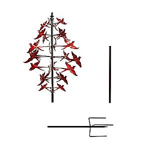 Treasure Gurus Large Red Cardinal Metal Wind Spinner 3D Bird Sculpture Kinetic Garden Yard Art Patio Decor