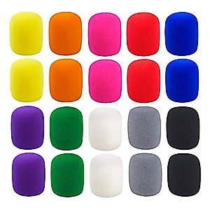 luckkyme 20 Pcs Colorful Foam Microphone Cover Top Grade Thick Handheld Stage Mic Windscreen, 10 Color