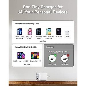 Anker USB C Charger 20W with 3ft USB-C to Lightning Cable, 511 Charger (Nano Pro), PD Durable Compact Fast Charger, for iPhone 14/14 Plus/14 Pro/14 Pro Max/13, Galaxy, iPad/iPad Mini