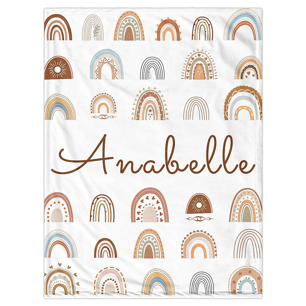 Youltar Personalized Baby Blanket with Rainbow Pattern Girl Name Custom Soft and Comfortable for Girls Newbornses sentials, Kids