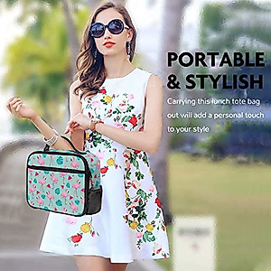 Insulated Lunch Box for Women Men, Large Capacity Reusable Lunch Bag with Front Pocket and Side Pocket, Meal Prep Cooler Tote for Work School Picnic Travel (Flamingo)