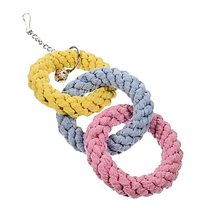 Hanging Three Ring Pendant Climbing Toy Bird Cages for Cockatiels Small Animal Cages Ferret cage Accessories Bird Swing Toys Ferret Treats cage Rope Toy Small pet Toys Rat Toy chew