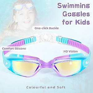 Freela Goggles for Kids 6-14, 2 Packs Swim Goggles for Kids 3-6, Toddler Teens Girls Boys Swimming Goggles,Kids Pool Water Goggles