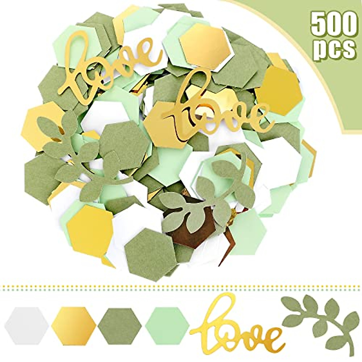 500 Pcs Greenery Wedding Table Confetti, Boho Love Theme Party Sage Green Table Scatter Confetti for Nature Theme Engagement Party Wedding Birthday Shower Party Decorations Supplies