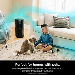 Shark Air Purifier MAX with NanoSeal HEPA, Cleansense IQ, Odor Lock, Cleans up to 1200 Sq. Ft. and 99.98% of particles, dust, allergens, smoke, 0.1–0.2 microns, Grey, HP202 (Renewed)
