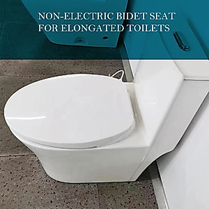 AOZITA Non Electric Bidet Seat for Elongated Toilets with Dual Spray Nozzles and Slow Close Seat