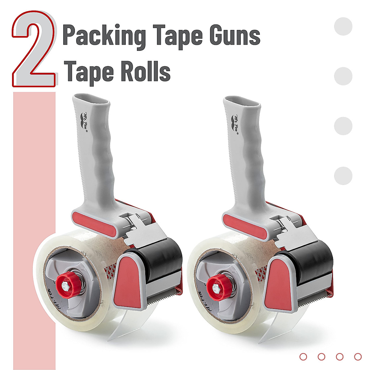 Mr. Pen - Packing Tape Dispenser Gun 2-Inch, 2 Pack with 2 Rolls Tape, Heavy Duty Packing Tape with Dispenser, Packaging Tape, Tape Gun, Clear Packing Tape, Tape Gun for Packing Boxes, Moving Tape