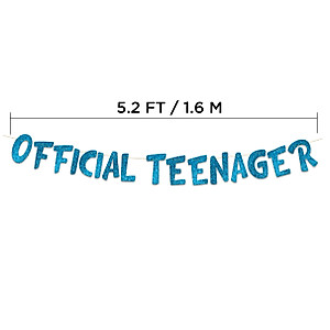 Official Teenager Blue Glitter Banner - 13th Birthday Party Decorations, Gifts, and Supplies