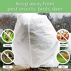 REMIAWY Plant Covers Freeze Protection Frost Blanket for Plants Tree Blanket Cover Shrub Covers Jacket with Zipper Drawstring, Frost Cover for Animal Protection (85”X75” Shrub Jacket 2 oz/sq yd)