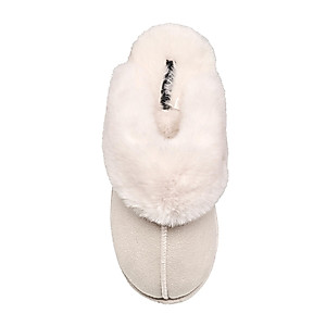 Nine West Scuff Slippers For Women, Extra Soft & Comfortable Winter House Shoes, Ivory, Small 5-6