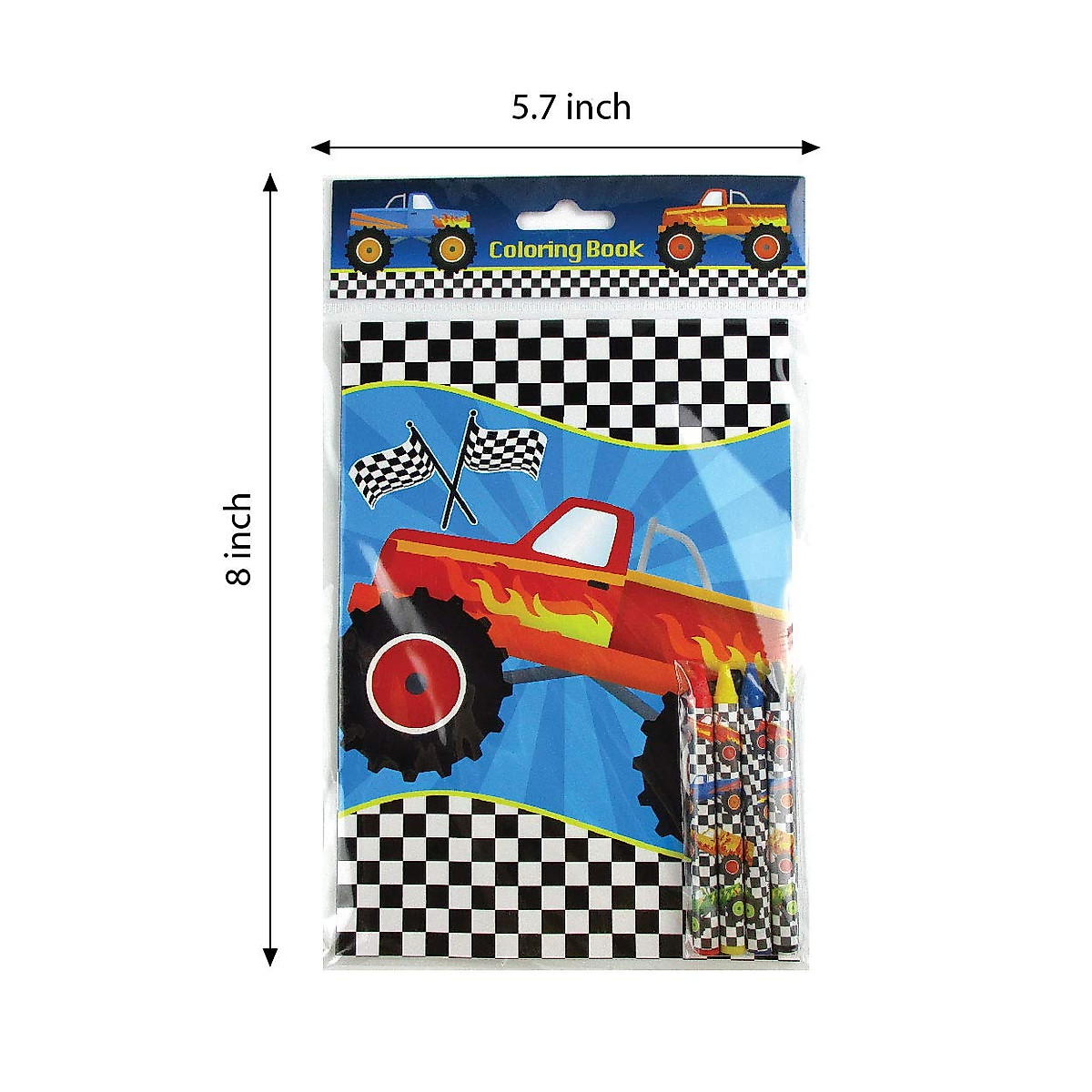 TINYMILLS Monster Truck Coloring Book Set with 12 Coloring Books and 48 Crayons Monster Truck Birthday Party Supplies Favor Bag Filler Carnival Prizes Rewards Classroom Party