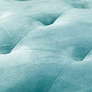 Eafurn Upholstered Futon Sofa Bed with Mattress and Frame, Convertible Loveseat Lounge Couch Daybed,Folding Love Seat w/Adjustable Backrest Sofabed, Blue w/Curved Armrest and 2 Pillows