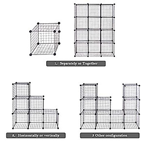 GOFLAME 12 Wire Cubes Metal Freestanding Portable Modular DIY Bookcase, Storage Cabinet, Storage Organizer Closet