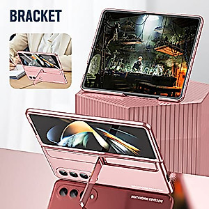 EAXER for Samsung Galaxy Z Fold 4 Case, Full Coverage Protection, Built in Screen Protector Pen Holder Stand Shockproof Rugged Case Cover (Pink)