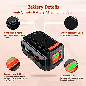 VANON Replacement for Black and Decker 40V Lithium Max Battery 4.0Ah LBXR36 LBX2040 LBXR2036 LST540 LCS1240 LBX1540 LST136W,2-Pack