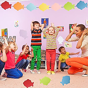 144 Pieces Large Fish Cutouts Paper Fish Shapes Assorted Color Ocean Fish Cut Outs Classroom Decoration Cut-Outs for DIY Kids Craft Projects Bulletin Board Spring Summer Theme School Party