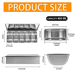 AshKiz Pizza Topping Station, Stainless Steel Pizza Topping Station with 5 Removable Containers for Salad Bar and Nacho Bar and Grill Table