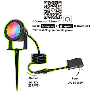 Tsanhoo Spot Lights Outdoor, 15W Waterproof Spotlights for Yard, RGBW Outdoor Spotlight,Low Voltage Landscape Lights, Intelligent Dimming APP Control Outdoor Led Spotlight (Without Remote Control)